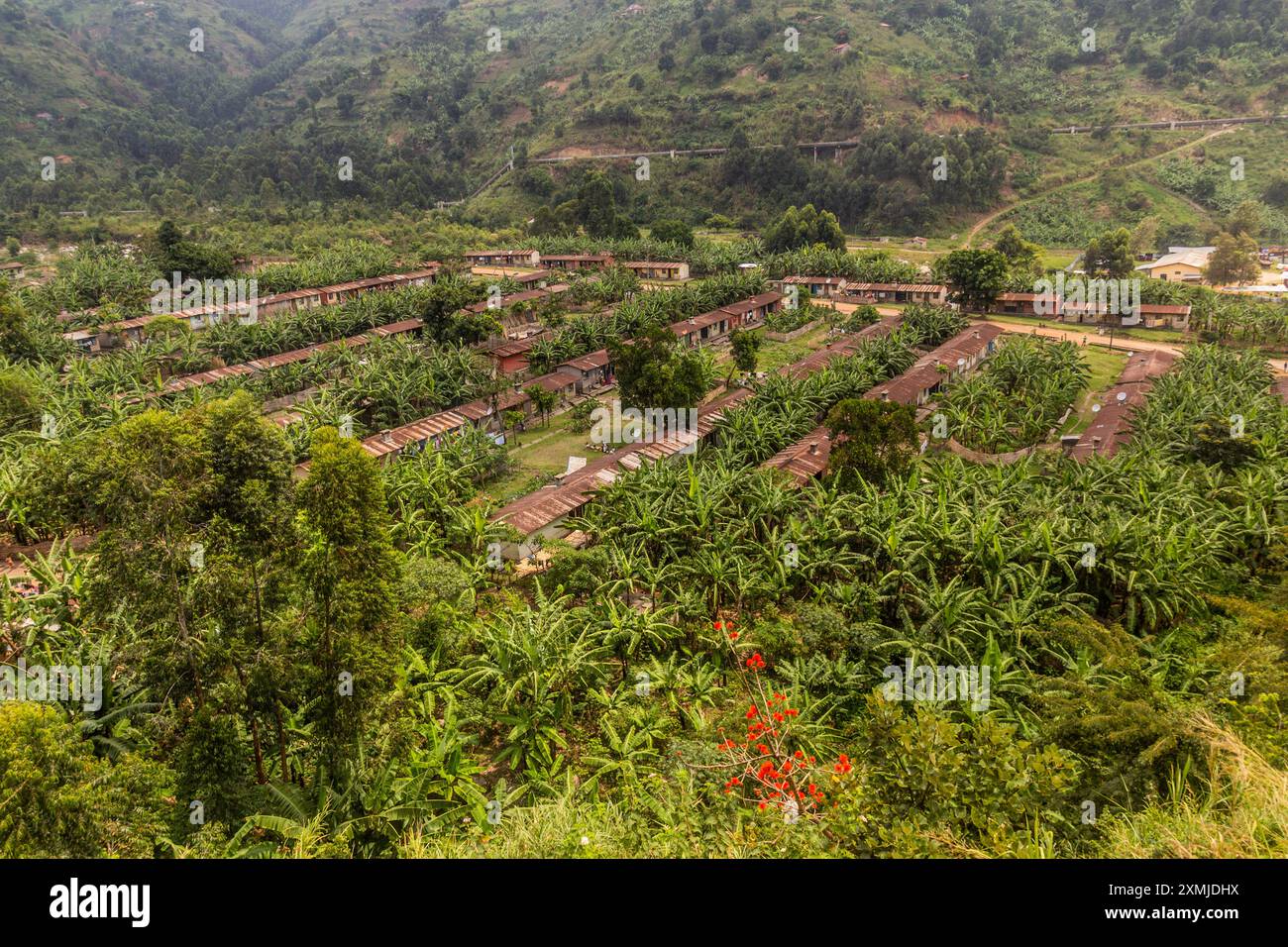 Aerial view of houses in Kilembe village, Uganda Stock Photo - Alamy