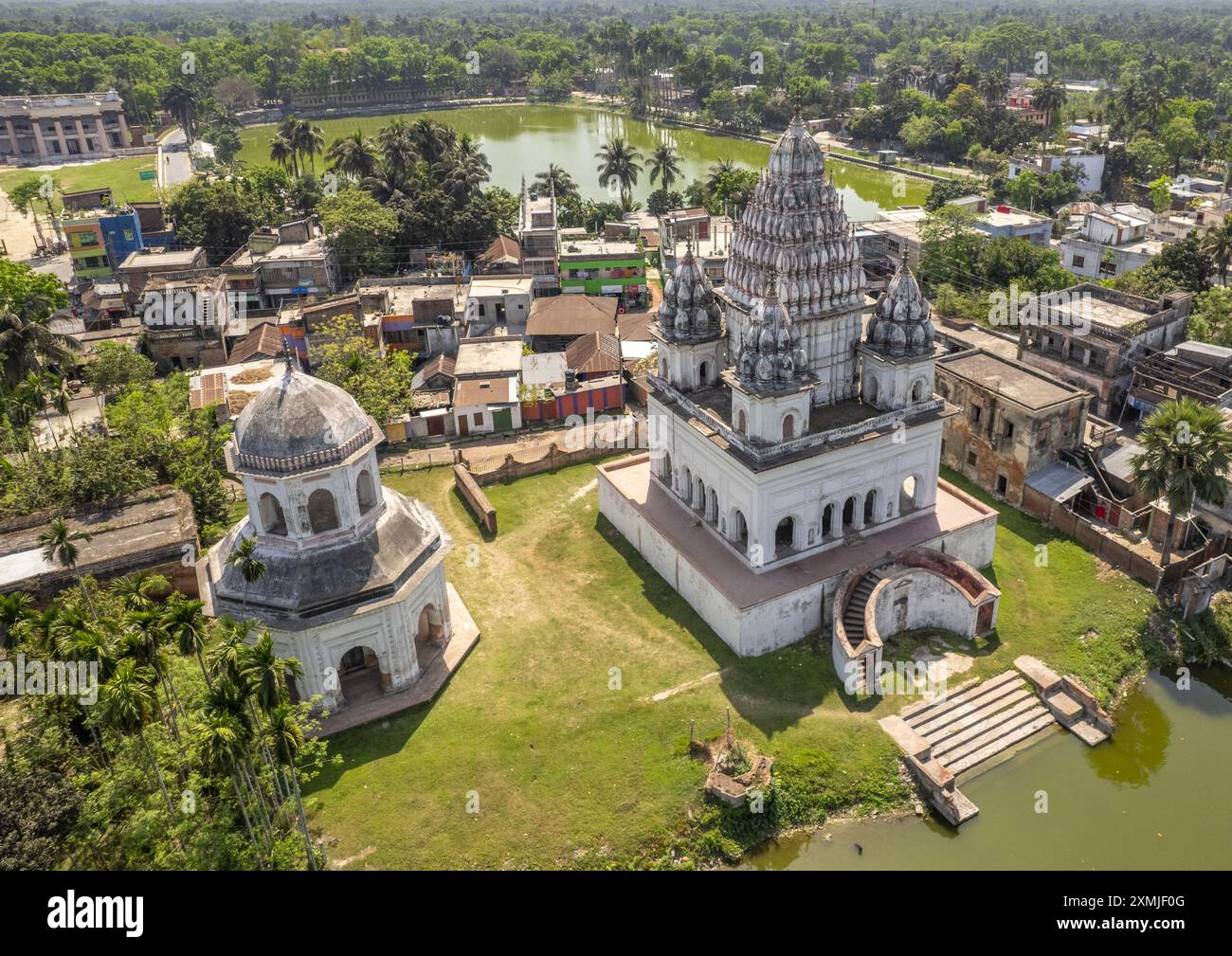 Aerial view of the Roth temple and Shiva Temple, Rajshahi Division, Puthia, Bangladesh Stock ...