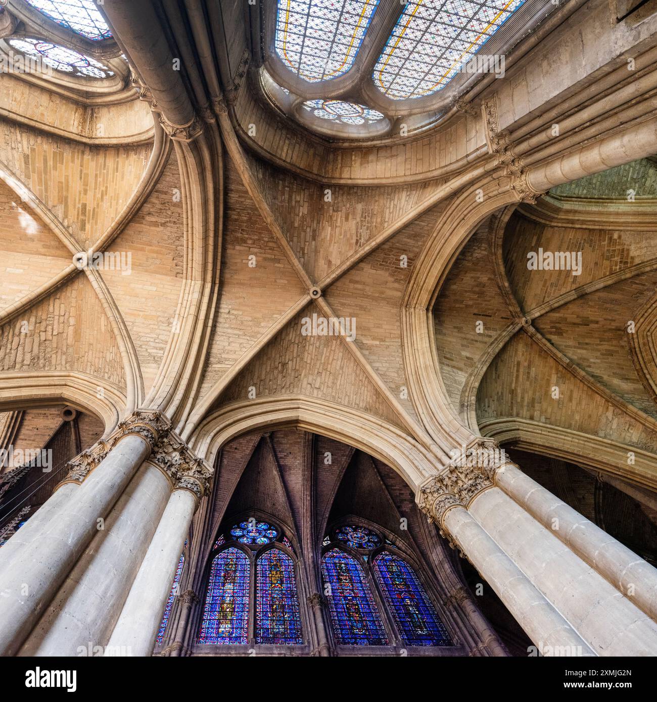 colorful stained glass windows and ceiling of famous cathedral in ...