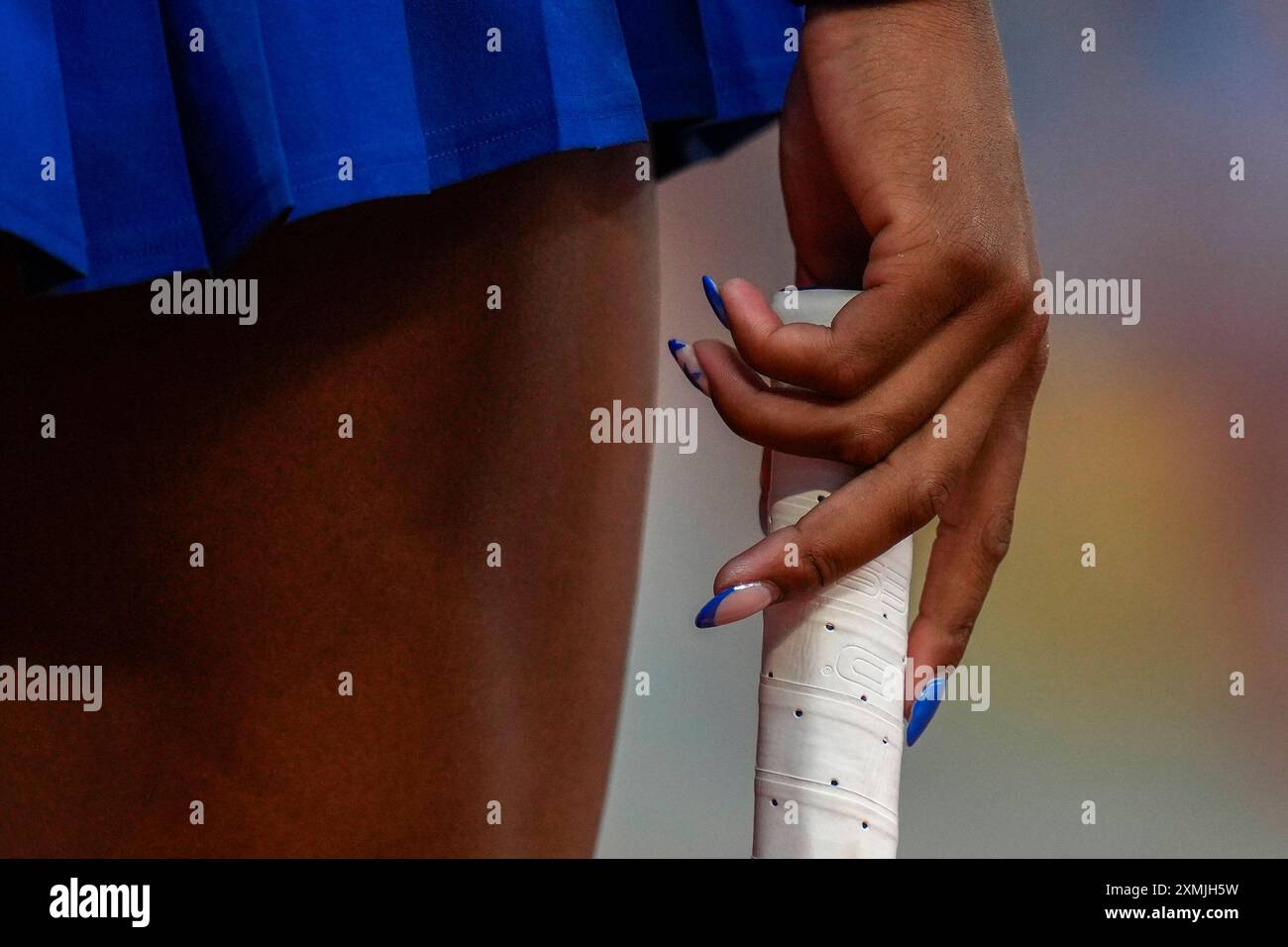 Coco Gauff of United States holds her racket during her match against ...