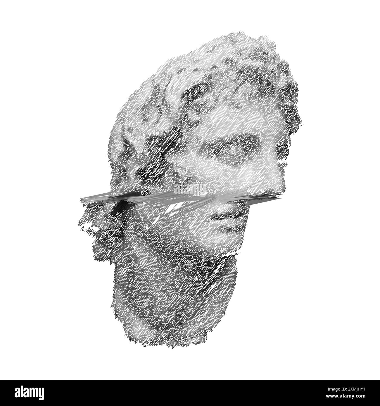 Heads Greek ancient sculpture, mystic. Vector hand drawn illustrations ...