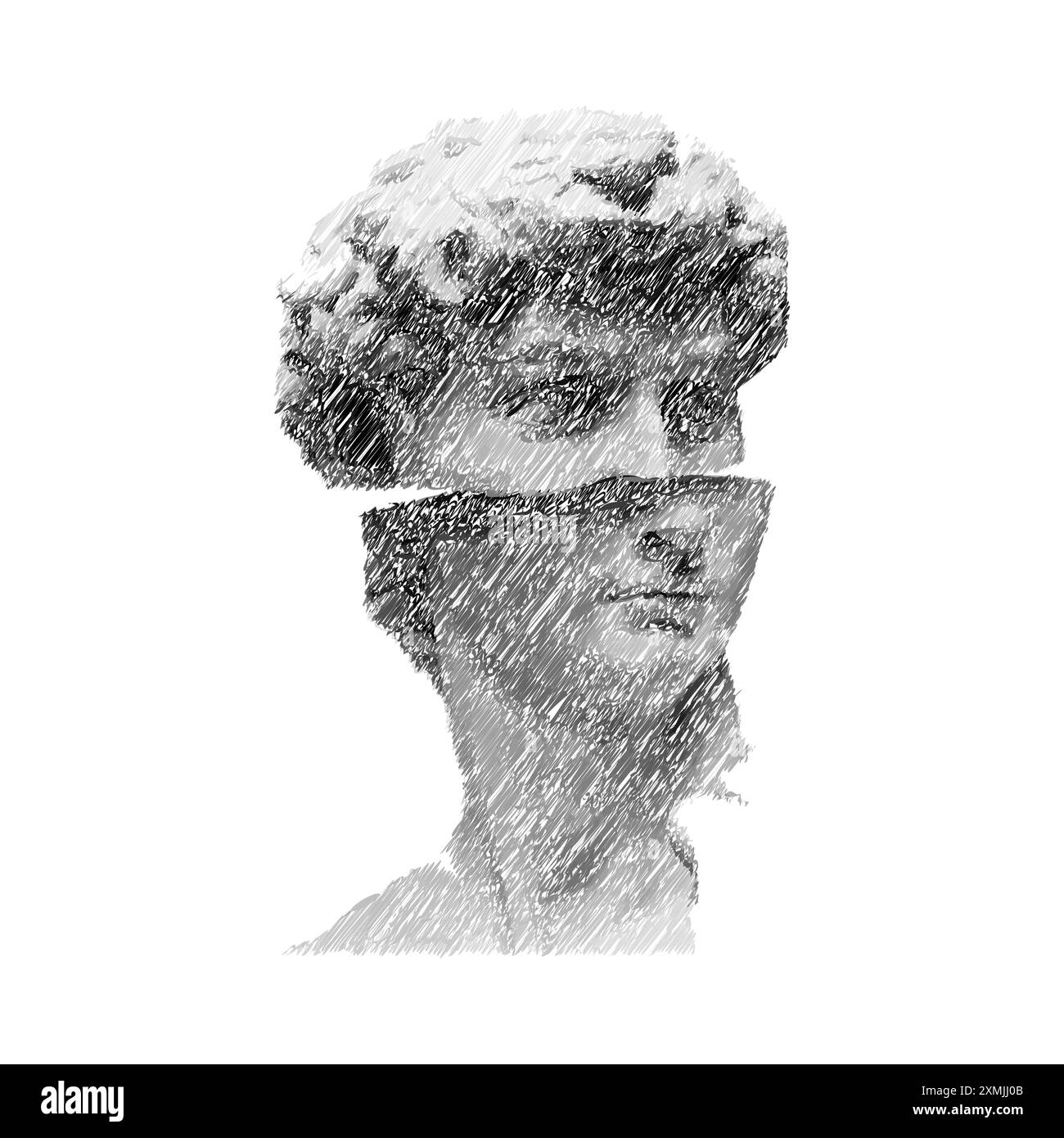 Heads Greek ancient sculpture, mystic. Vector hand drawn illustrations ...