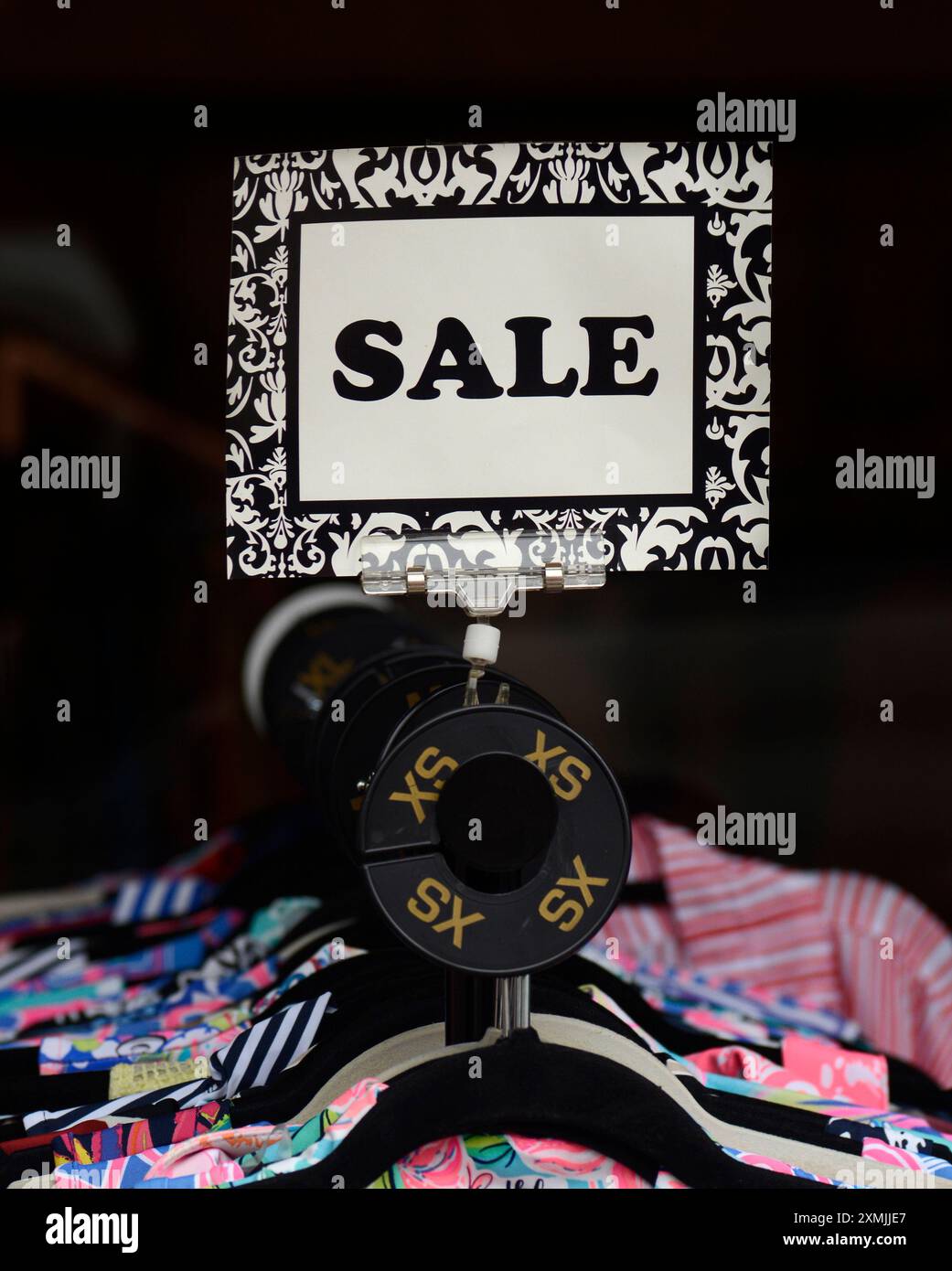 A rack of women's clothing on sale in a retail shop in Brevard, North ...