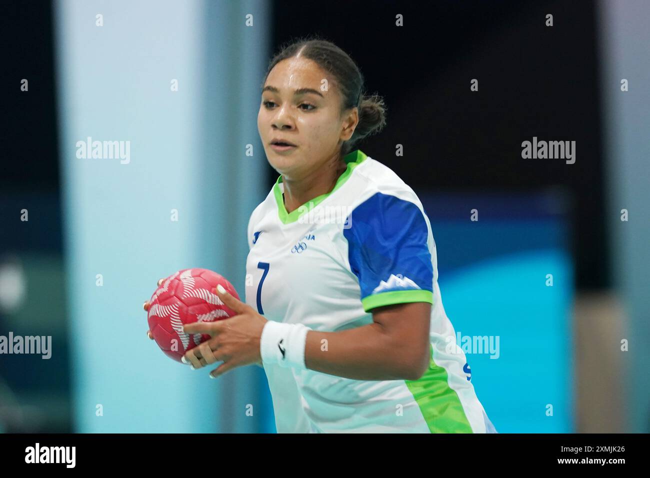 Elizabeth Omoregie of Slovenia, Handball, Women's Preliminary Round ...