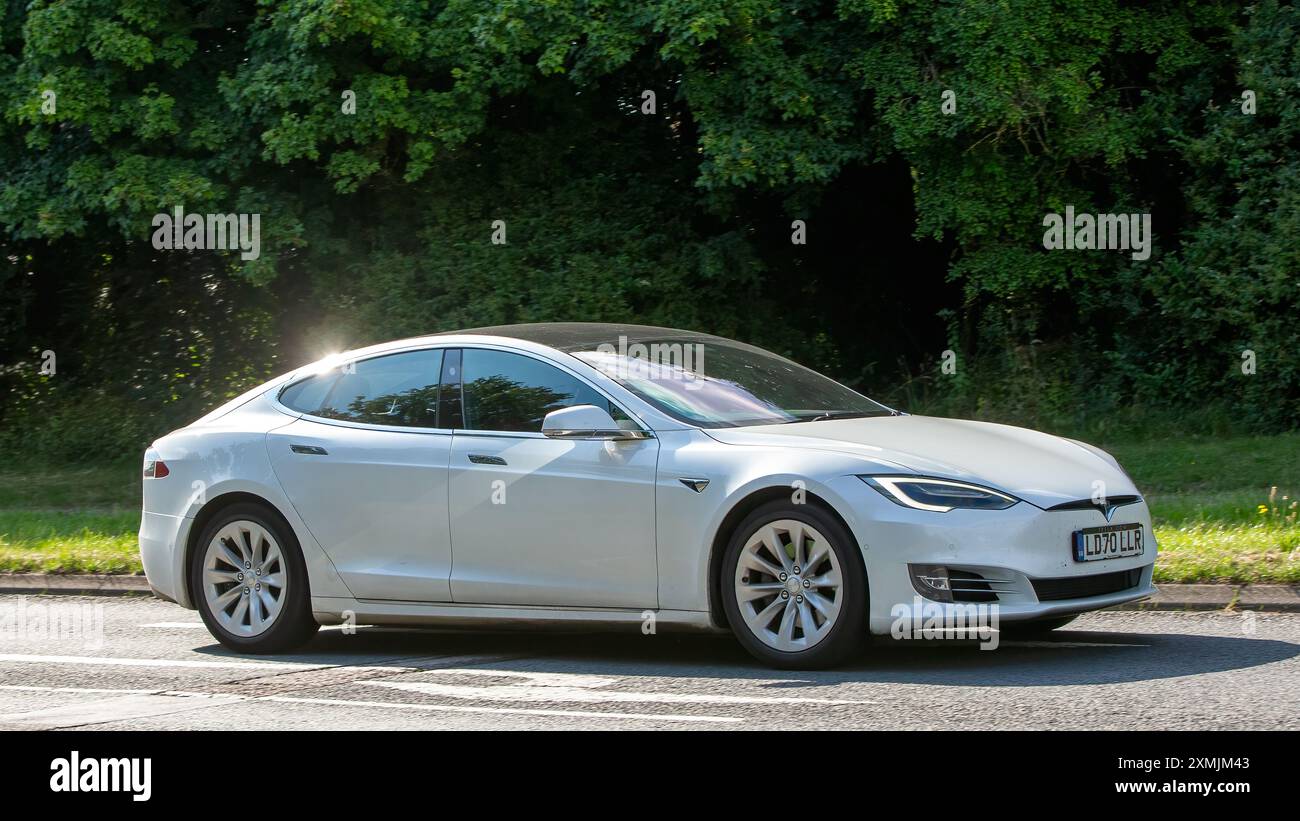 Milton Keynes,UK - July 18th 2024: 2020 white Tesla Model S long range ...