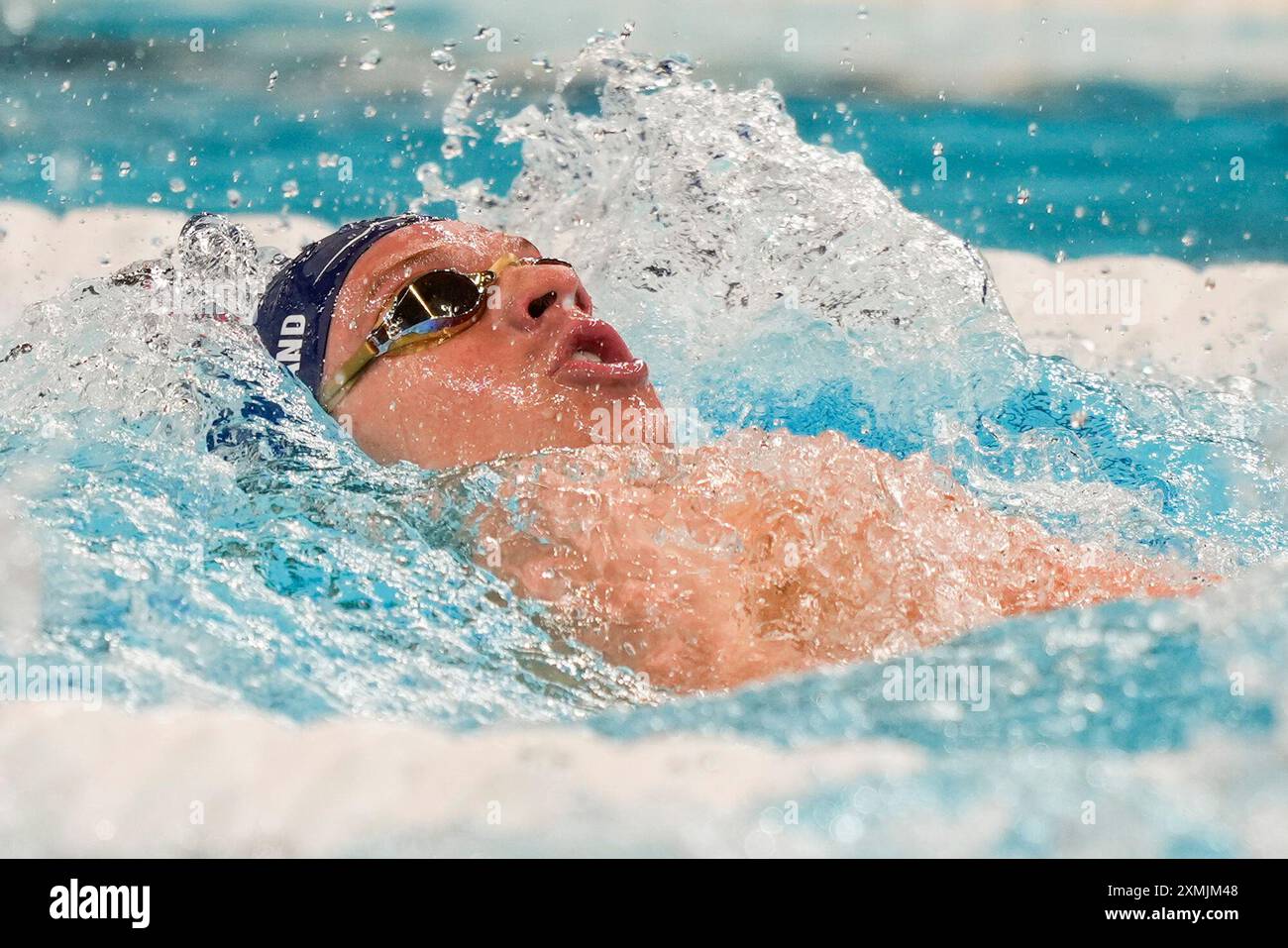 Leon Marchand, of France, competes in the men's 400-meter individual ...