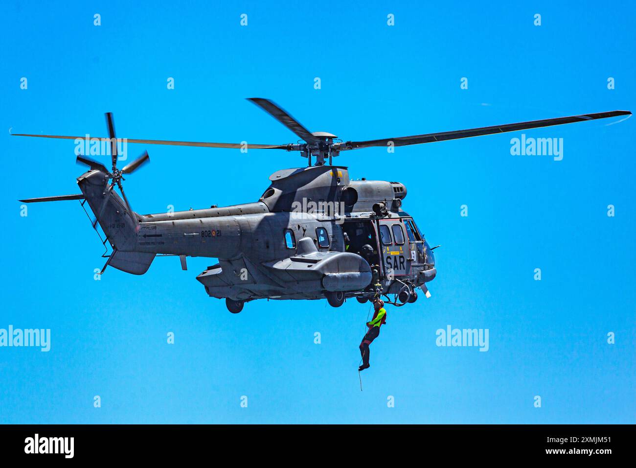 Spanish military SAR Squadron performing an air rescue Stock Photo - Alamy
