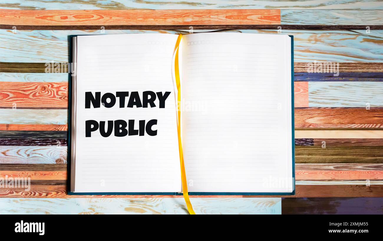 NOTARY PUBLIC written on a notepad and a beautiful background Stock ...