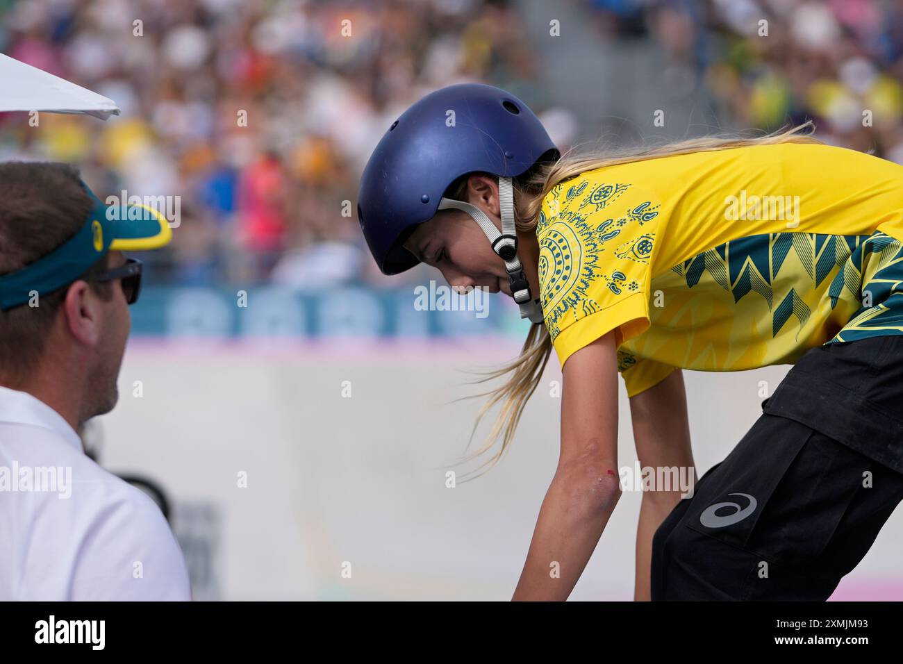 Former New Zealand rugby player Luke Covell approaches his daughter ...