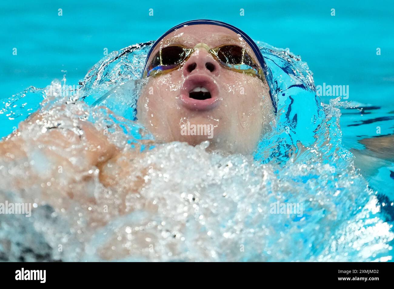 Leon Marchand, of France, competes in the men's 400-meter individual ...