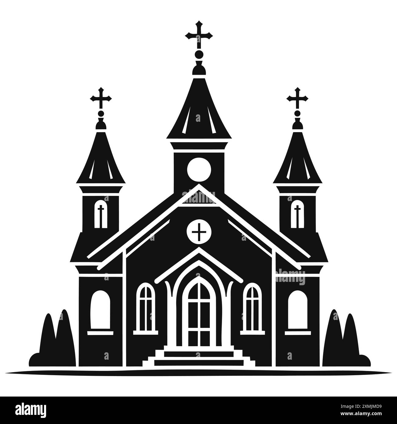 Vector illustration of church icon silhouette. Church building simple ...