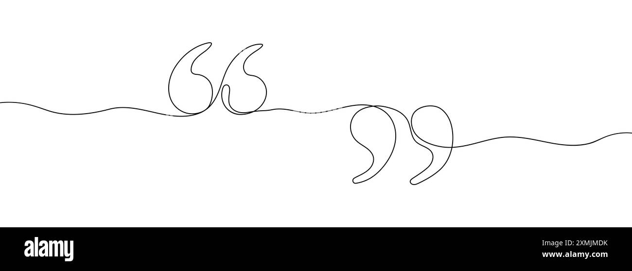 Quotation mark in continuous line drawing style. Line art of of a quote ...
