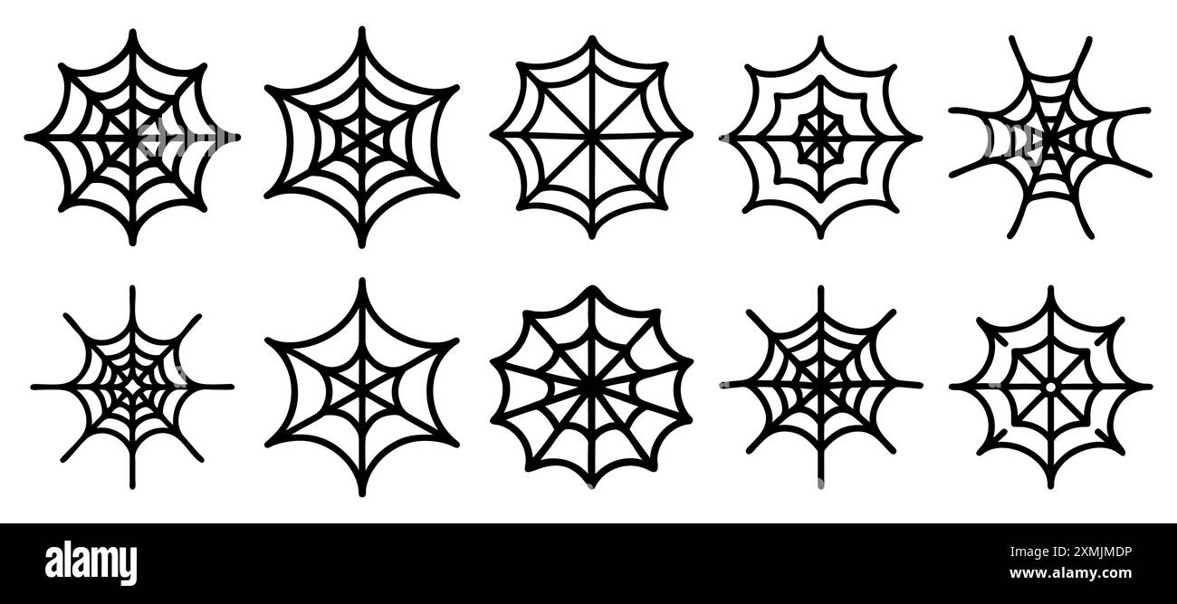 Set of spider web, Halloween cobweb, frames and borders, scary elements ...