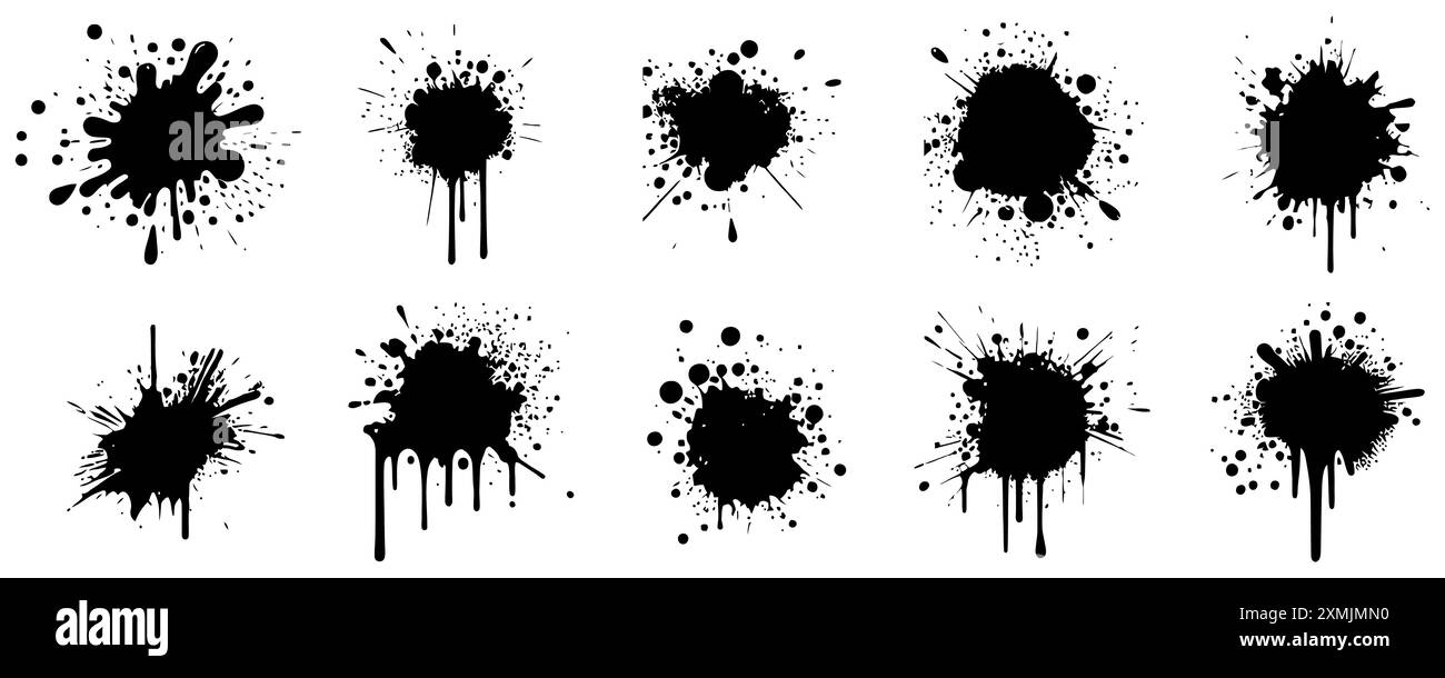 Set of ink spots Black and White Stock Photos & Images - Alamy