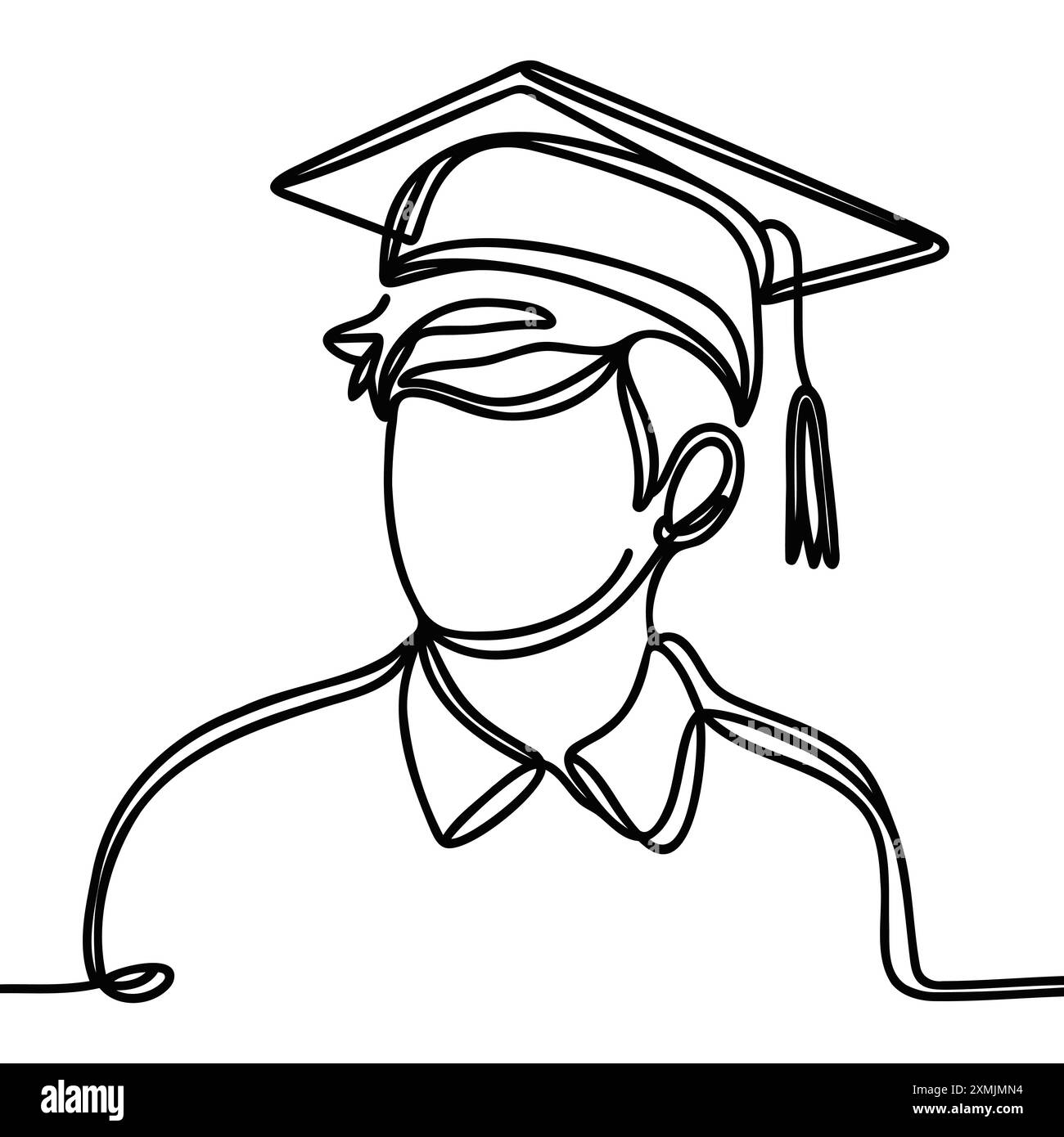 Continuous one line drawing student in academy cap. Education concept ...