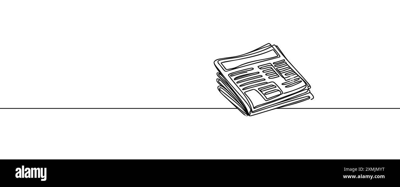 One line drawing of a stack of news newspapers. Vector illustration ...