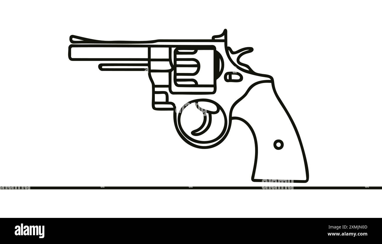 Continuous line art drawing of gun. One line drawing the gun Stock ...