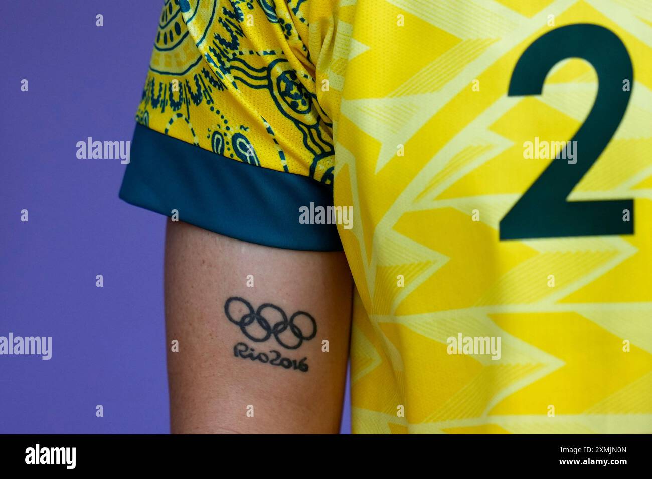 An Olympic ring tattoo is visible on the arm of Australia's Michelle ...