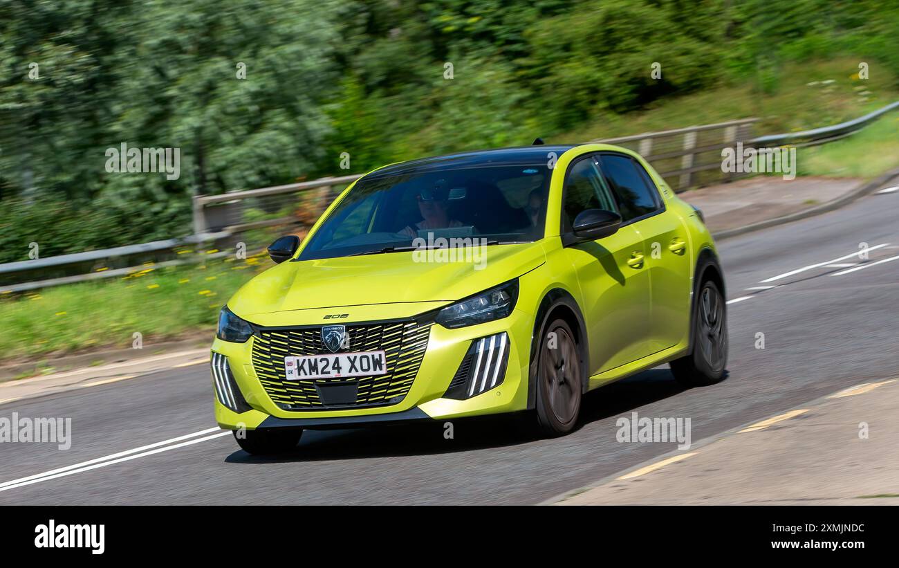 Milton Keynes,UK - July 28th 2024: 2024 yellow Peugeot 208 gt car ...