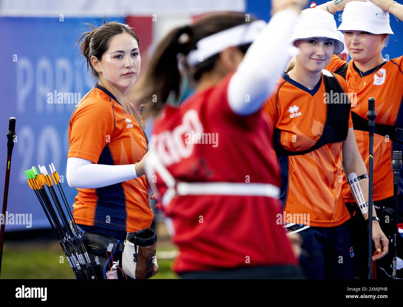 PARIS - The archers Gaby Schloesser, Quinty Roeffen and Laura van der ...