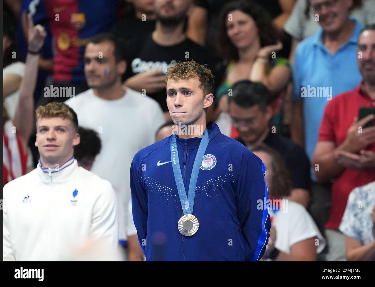 Paris, France. 28th July, 2024. Carson Foster of the U.S. stands on the ...
