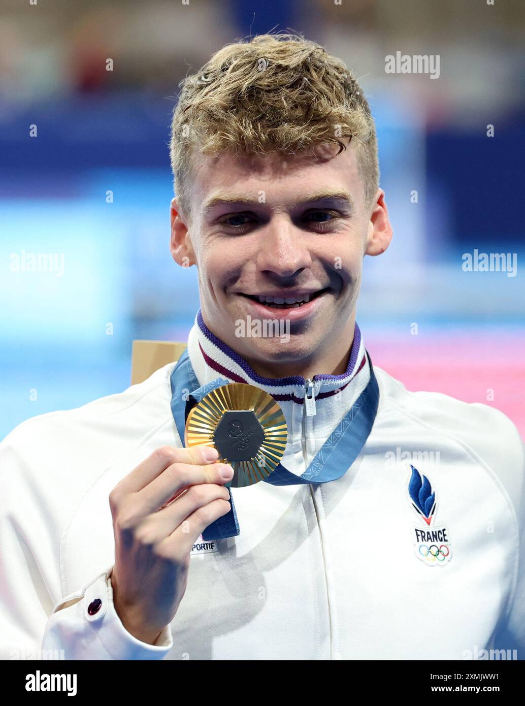 Paris, France. July 28th 2024. Gold Medalist France's Leon Marchand ...