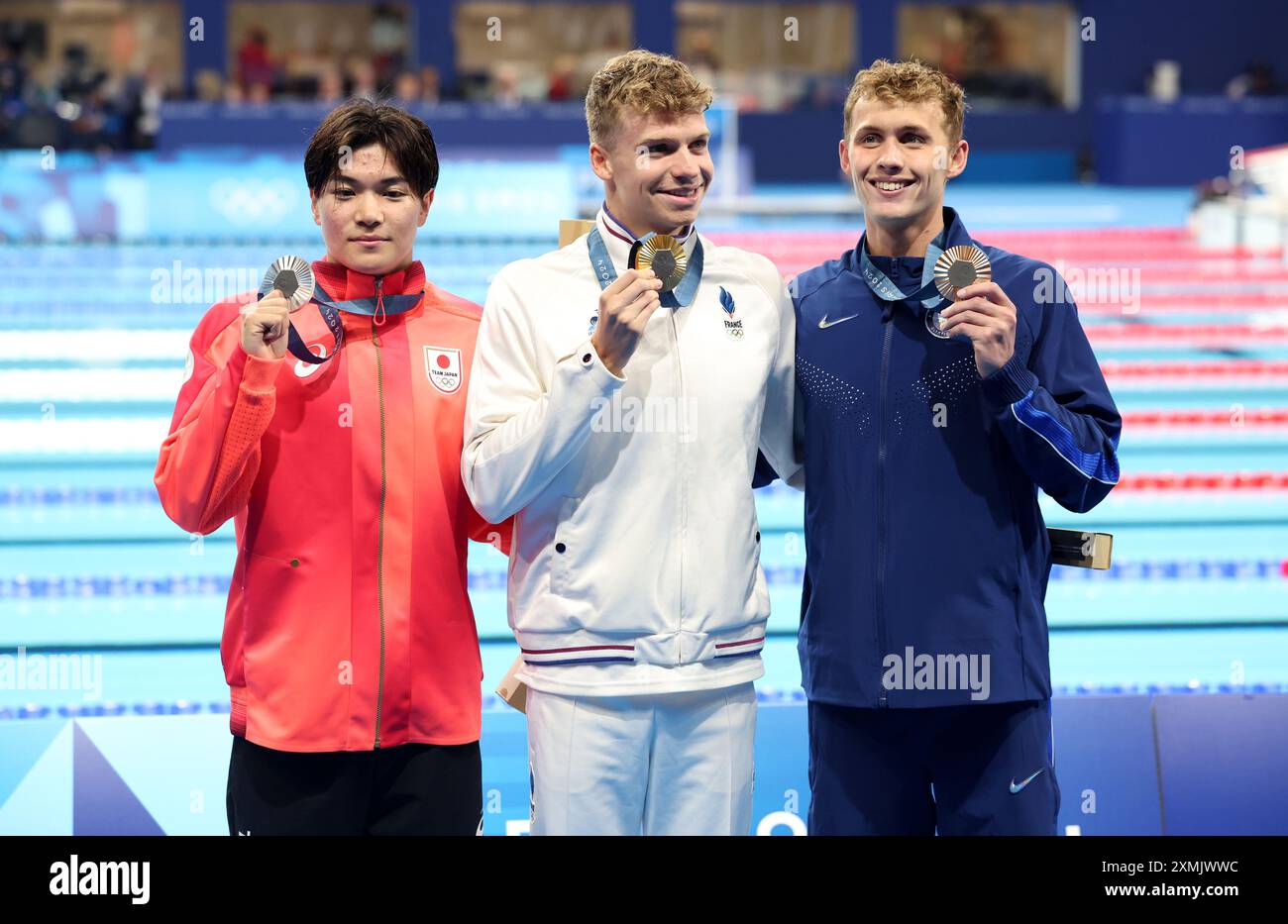 Paris, France. July 28th 2024. (left to right) Silver medalist Japan's ...