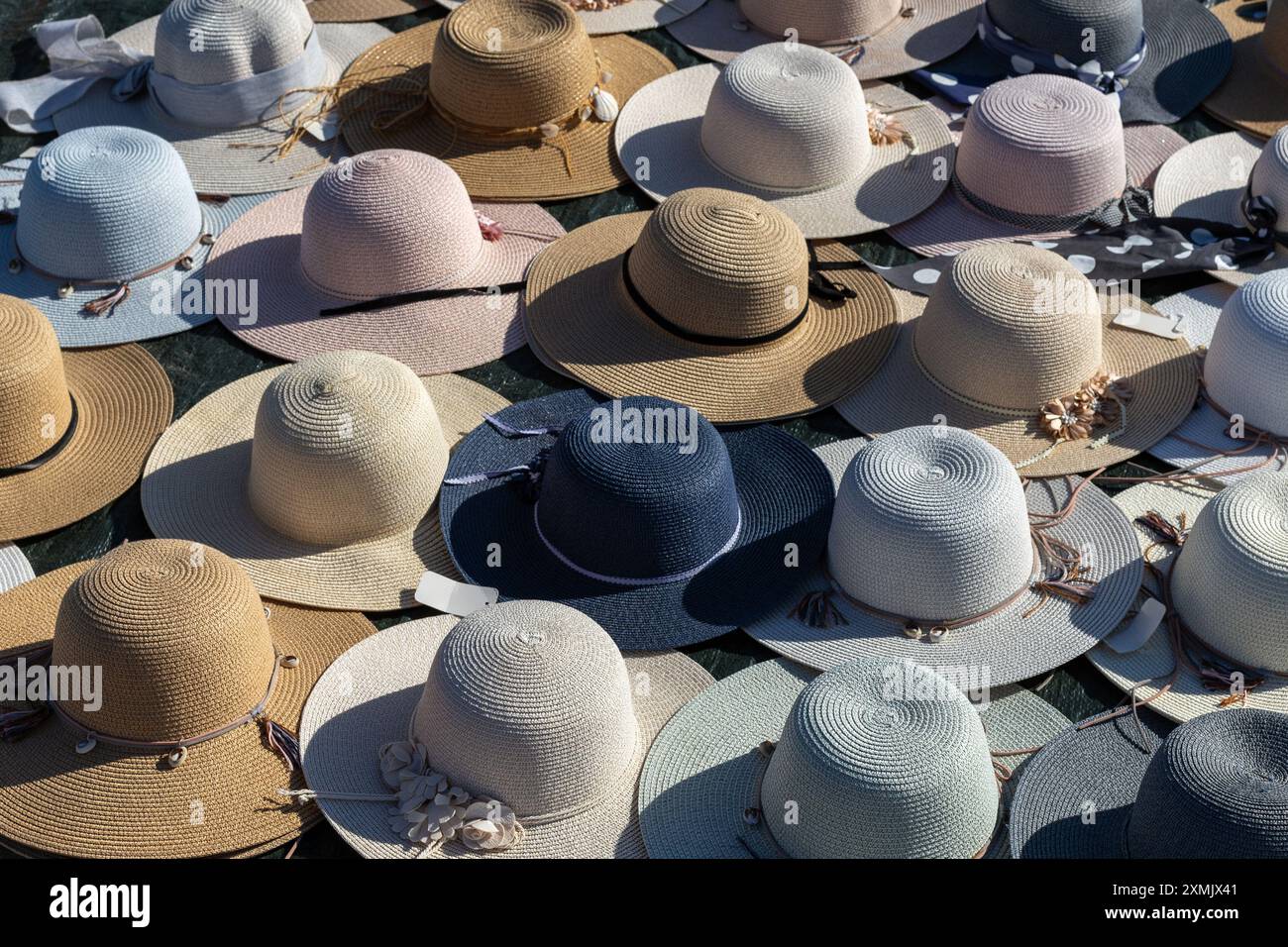 Different stylish straw hats hi-res stock photography and images - Alamy