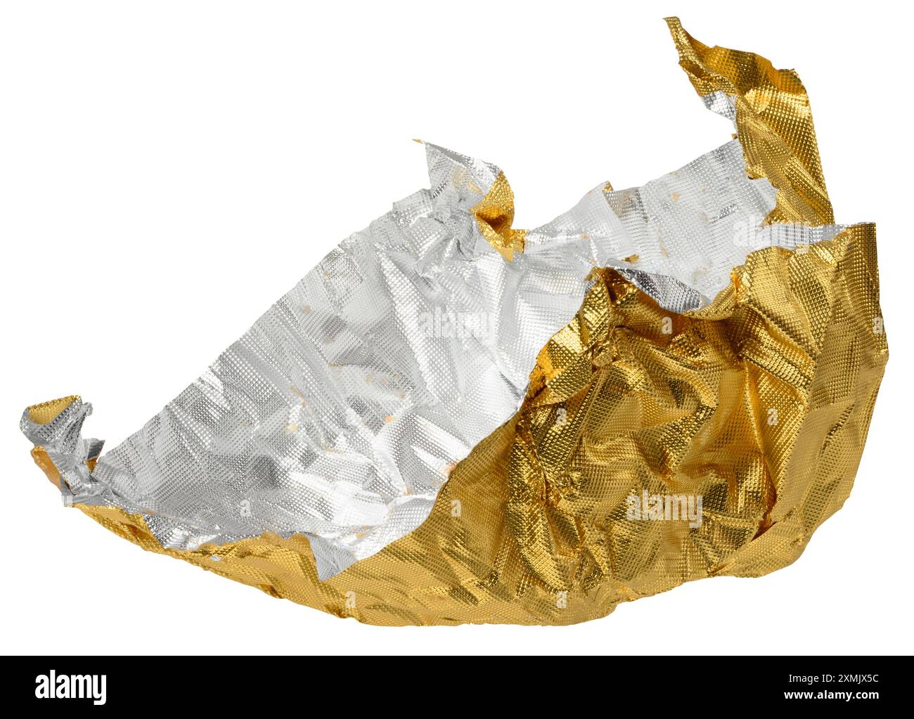 Crumpled sheet of golden foil, candy wrapper on isolated background Stock Photo - Alamy