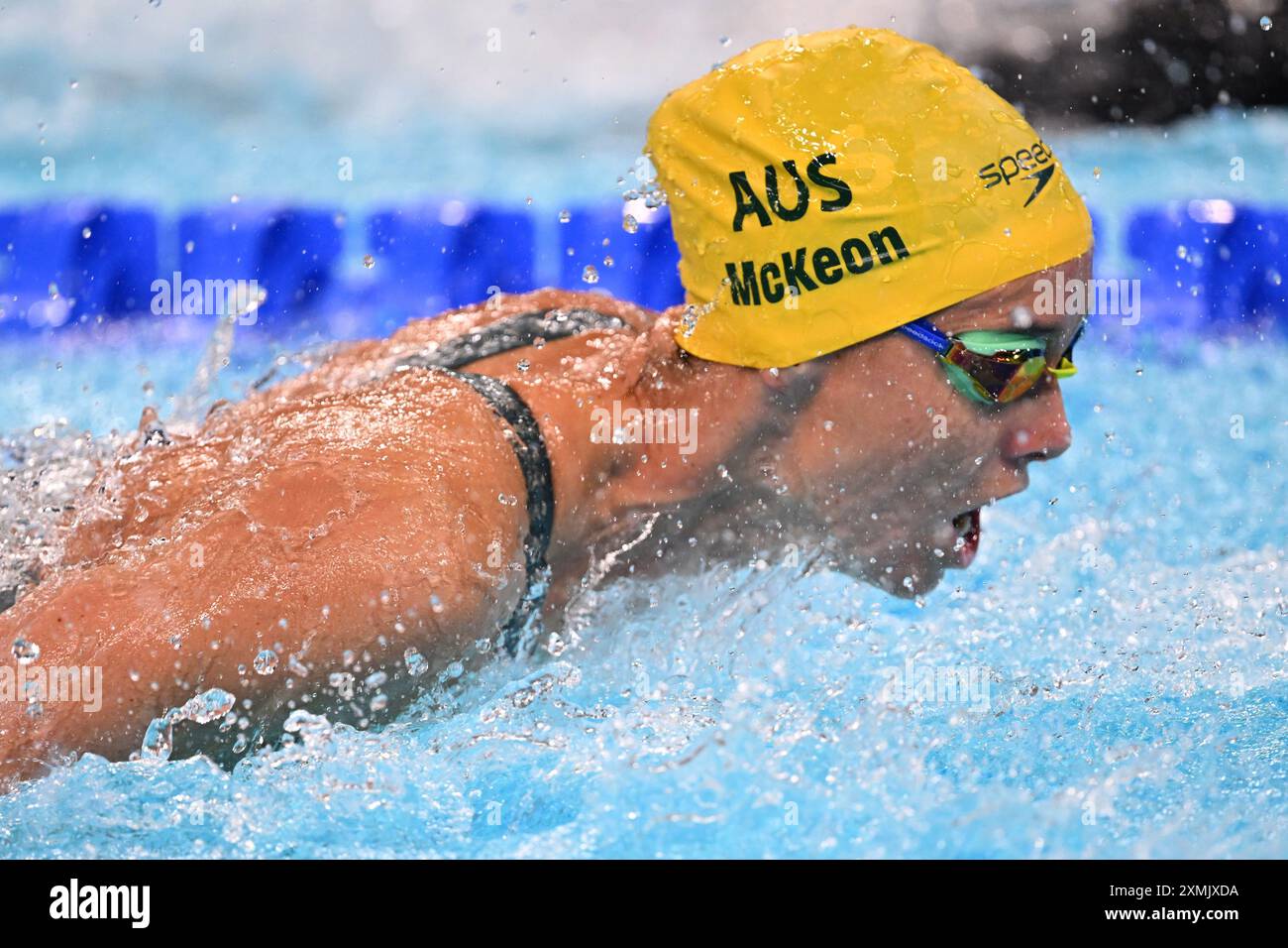 Paris, France. 28th July, 2024. Australian swimmer Emma McKeon swims in ...