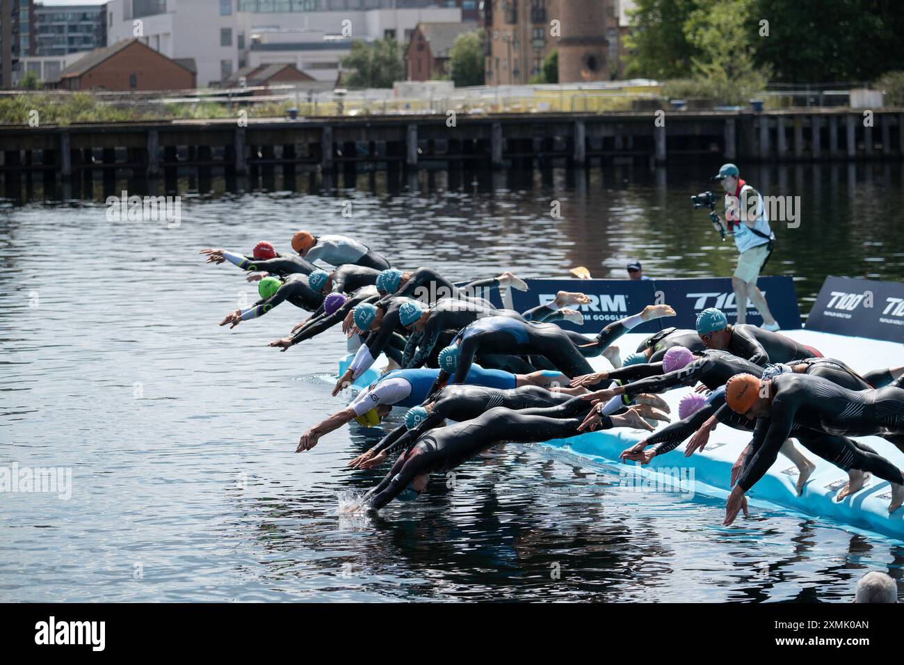 London, Royal Victoria Docks, UK. 27th July 2024. The T100 Triathlon ...