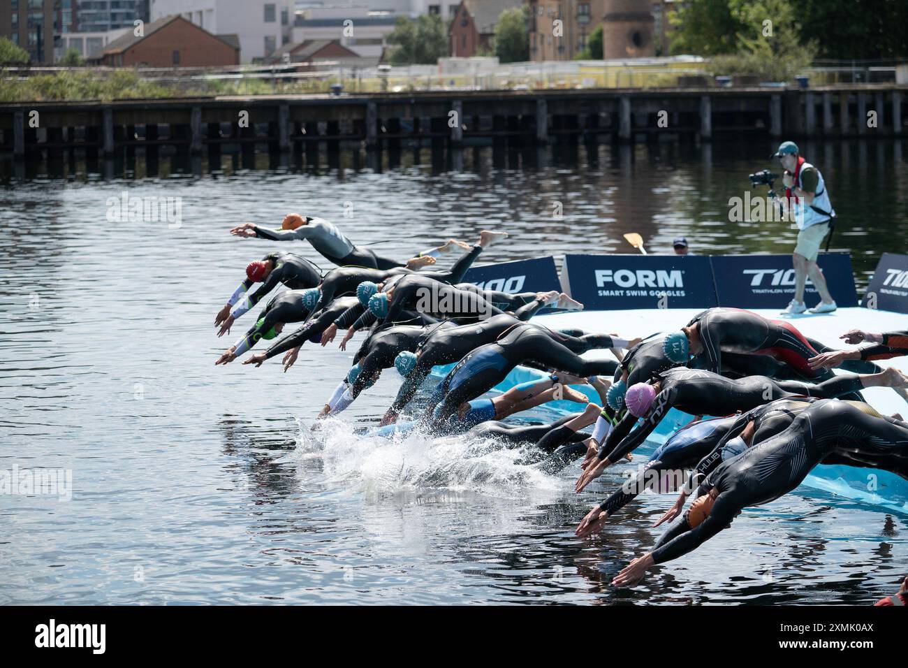 London, Royal Victoria Docks, UK. 27th July 2024. The T100 Triathlon ...