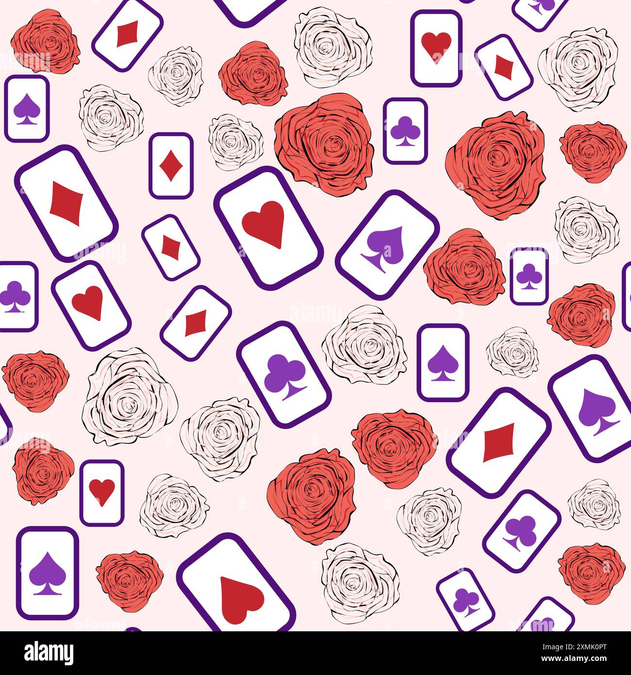 Alice in Wonderland pattern: rabbit, Cheshire cat, flamingo, cards, hat ...