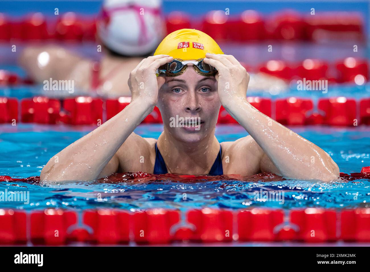 Sophie Hansson of, Sweden. , . after the women's 100 meters breaststroke swimming semifinal ...