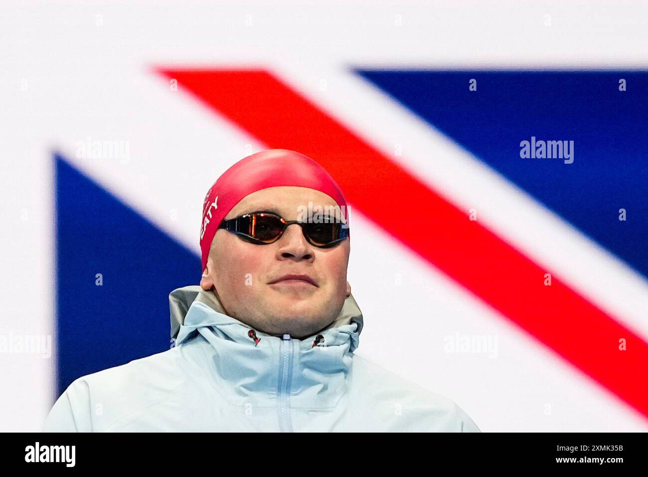 Adam Peaty, of Britain, arrives for the men's 100-meter breaststroke ...