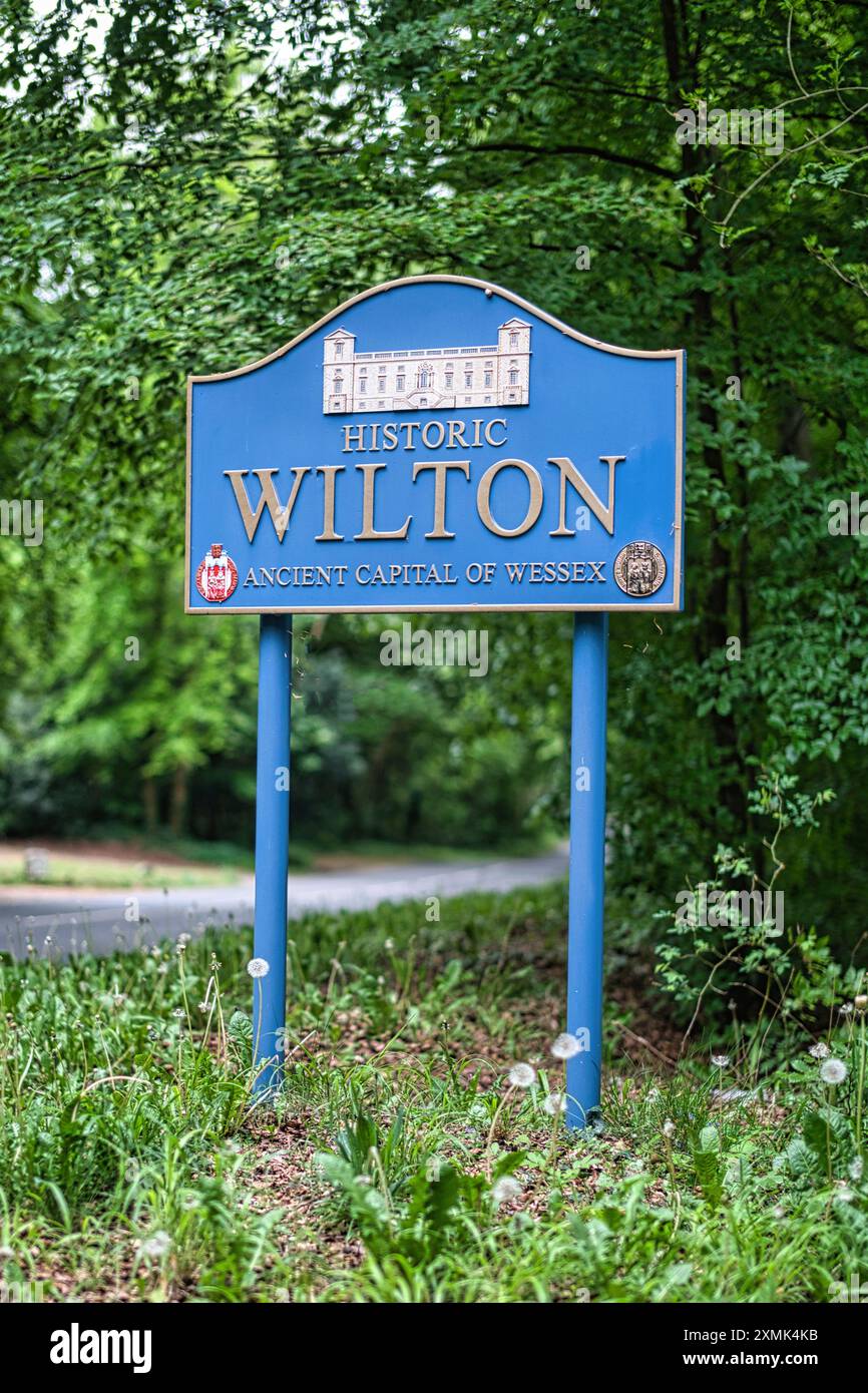 Wilton village road sign Stock Photo - Alamy