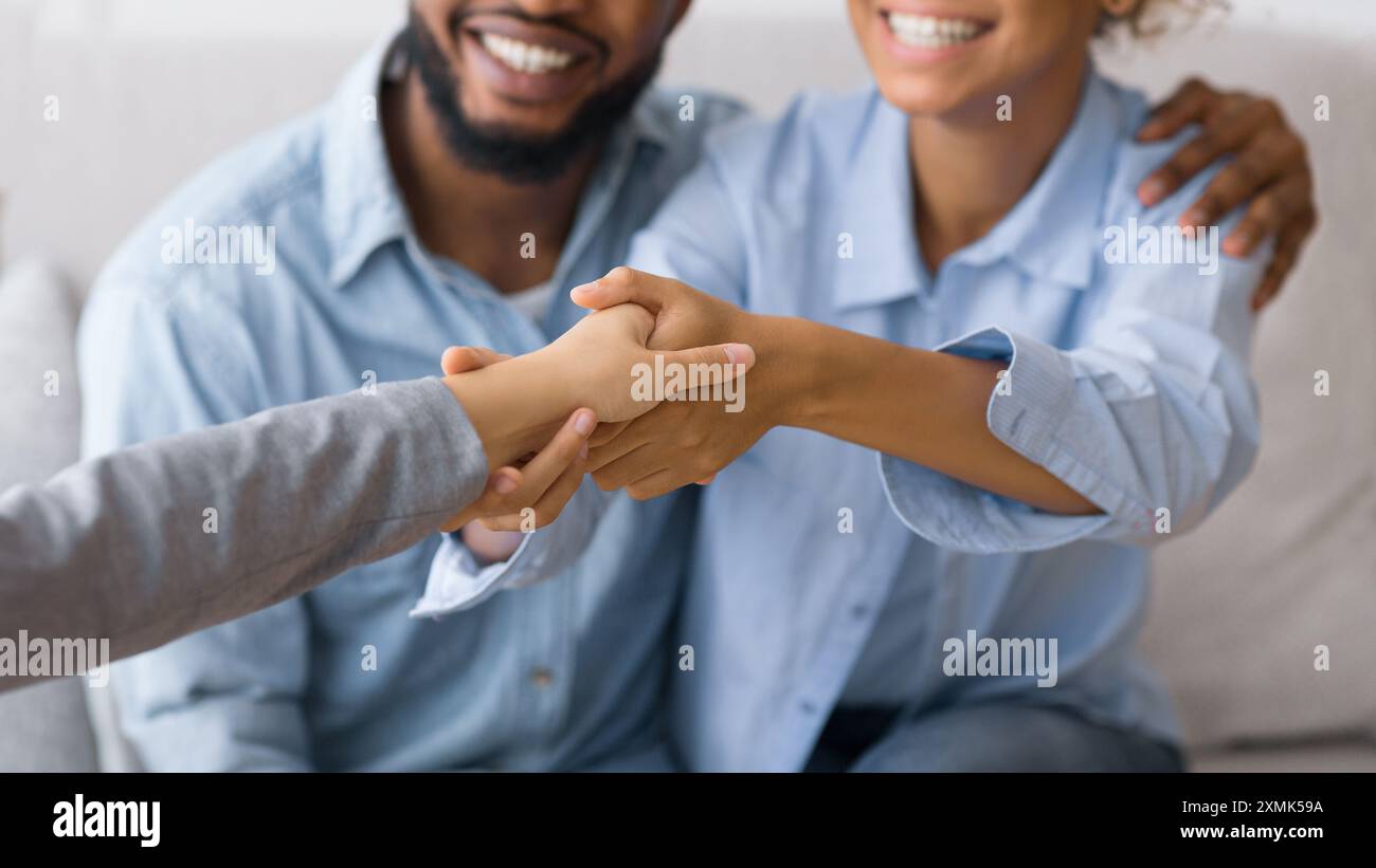 Afro Couple Handshaking With Marriage Counselor In Office Stock Photo ...
