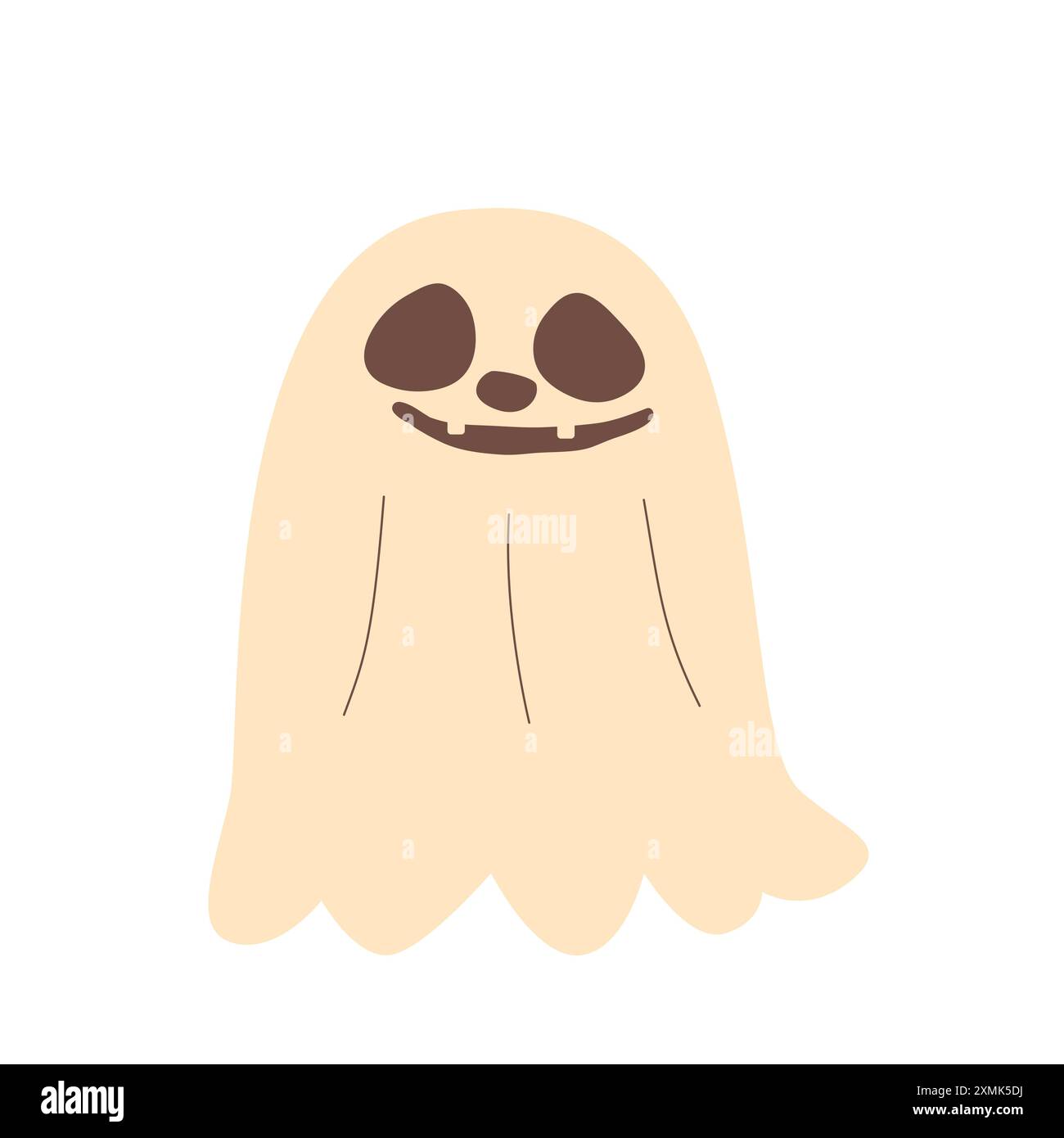 Cute vector illustration of a ghost with a smiling face isolated on ...