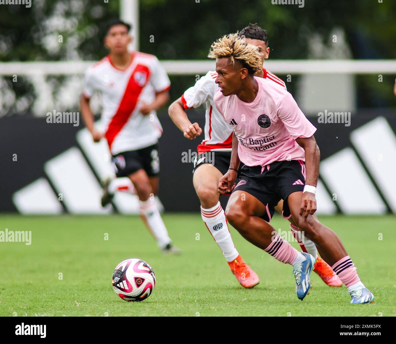 GUADALUPE, MEXICO - JULY 28: #4 Inter Miami, Alejandro Ramos tries to get losse from River Plate ...