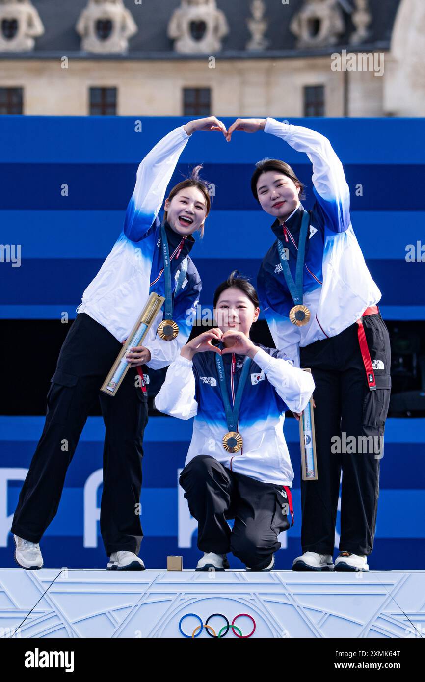 Hunyoung Jeon, Sihyeon Lim and Suhyeon Nam of Korea Gold medal, Archery ...