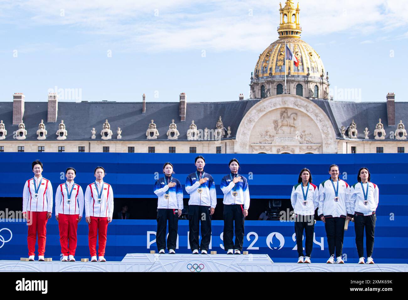 Qixuan An, Jiaman Li and Xiaolei of China Silver medal, Hunyoung Jeon ...