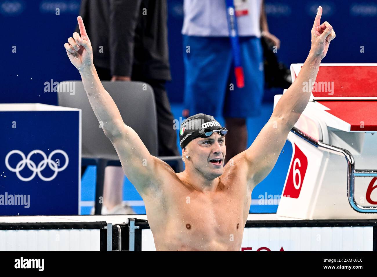 Paris, France. 28th July, 2024. Nicolo Martinenghi of Italy celebrates ...
