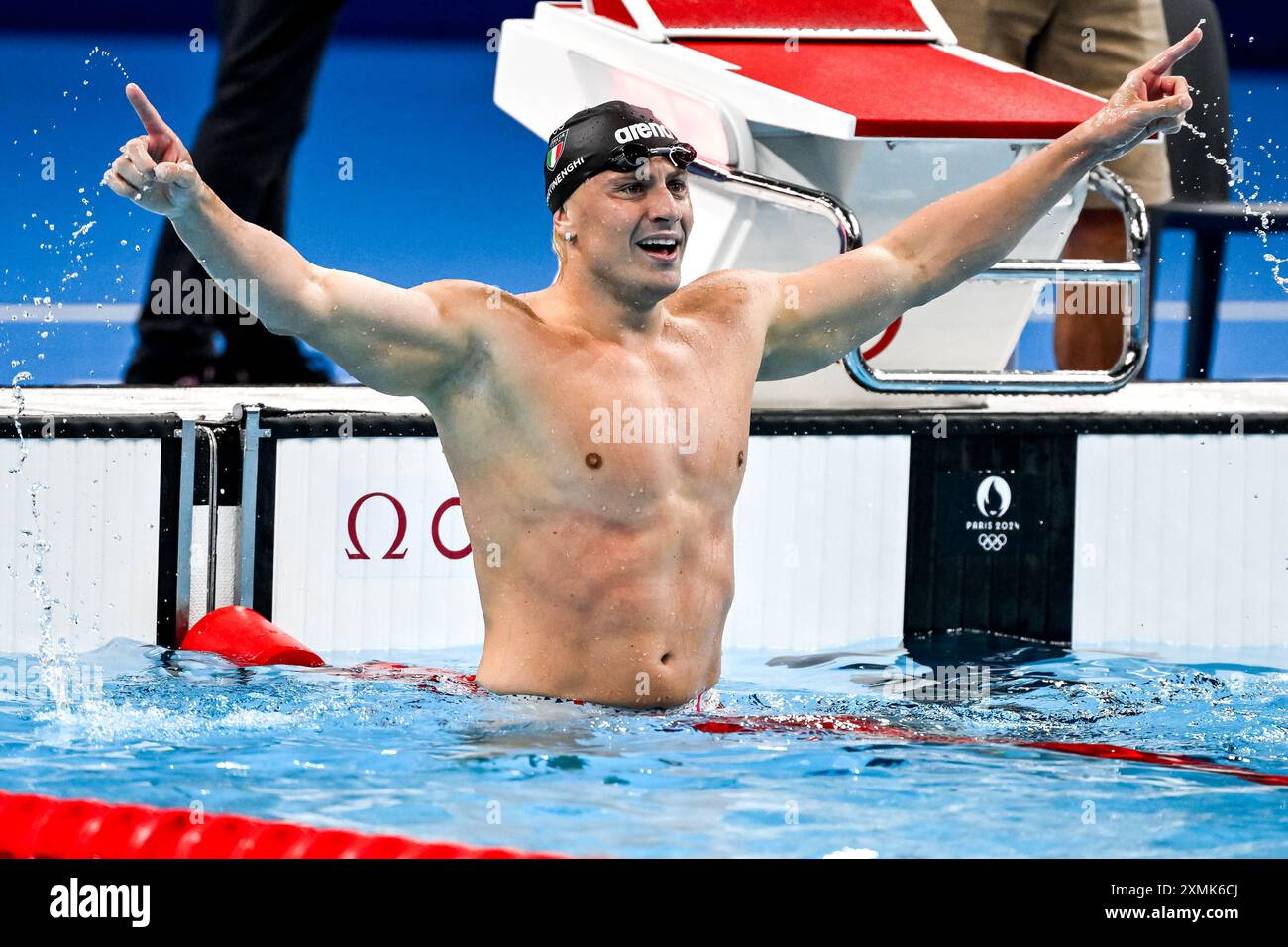 Paris, France. 28th July, 2024. Nicolo Martinenghi of Italy celebrates ...