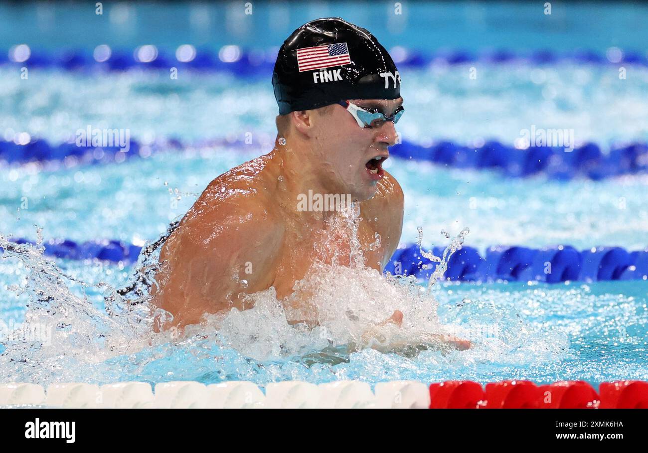 Paris, France. July 28th 2024. USA's Nic Fink during the men's 100m ...