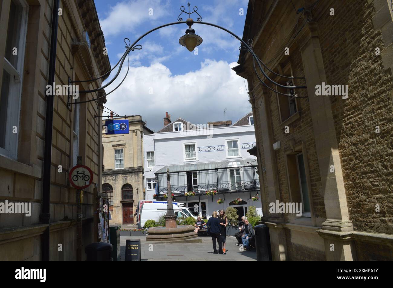 The George Hotel and Granary on Market Place seen from the end of Cheap ...