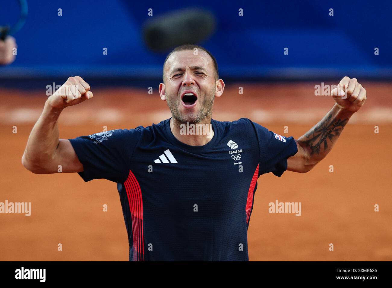 PARIS, FRANCE. 28th July, 2024. Dan Evans and Andy Murray of Team Great ...