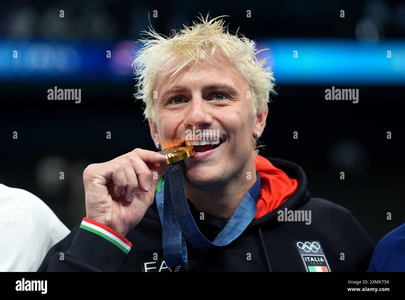 Italy's Nicolo Martinenghi with his gold medal following the Men's 100m ...