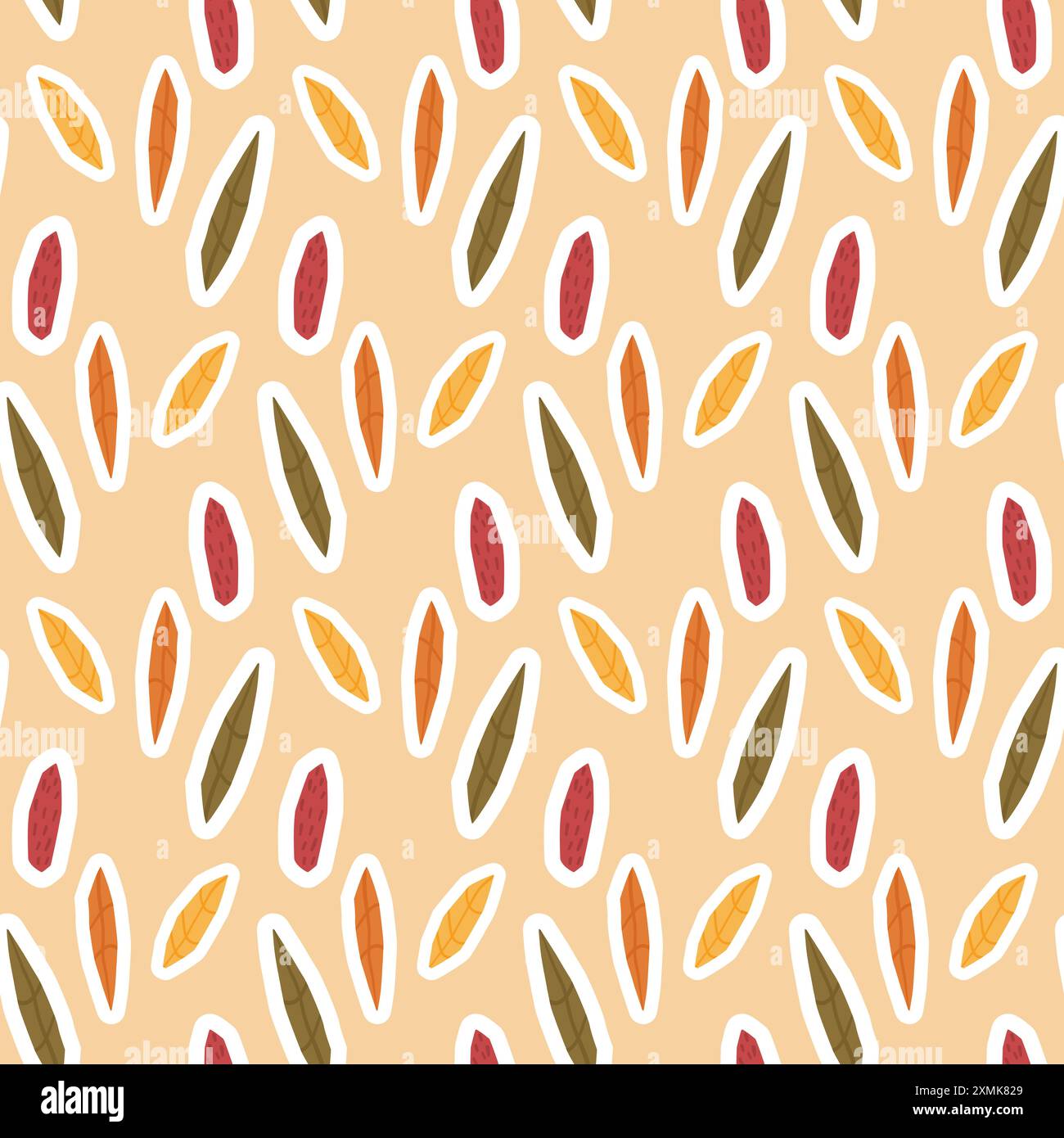 Autumn leaves fall colorful seamless pattern. Cutouts abstract leafage ...