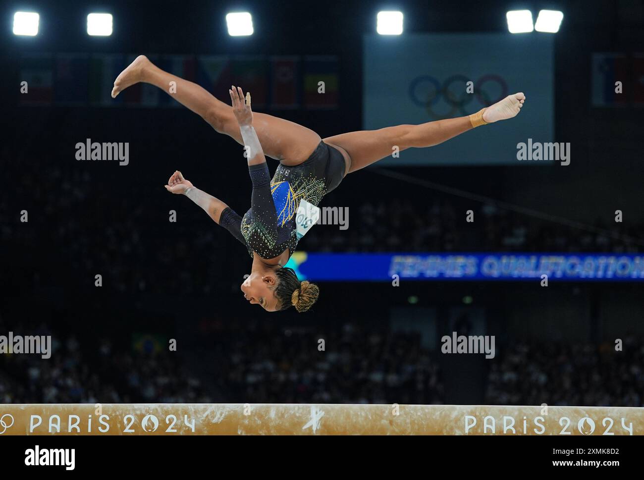July 28 2024: Rebeca Andrade (Brazil) competes during the balance beam ...