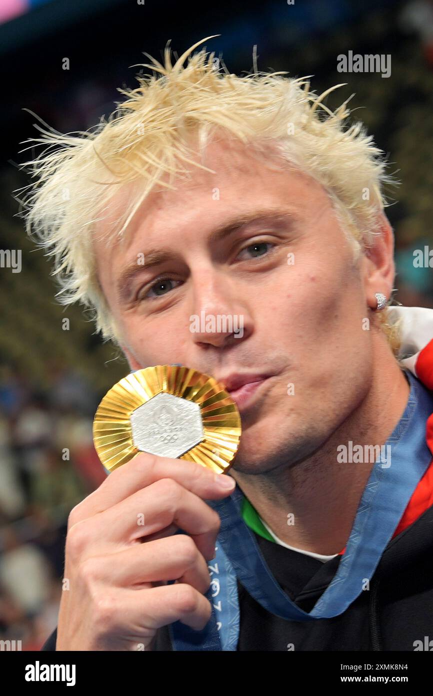 Parigi, France. 28th July, 2024. Nicolo Martinenghi, of Italy, gold ...